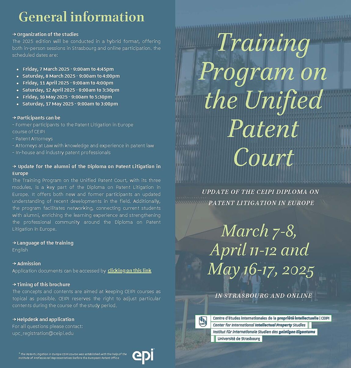 CEIPI - Center for International Intellectual Property Studies - University of Strasbourg - Home